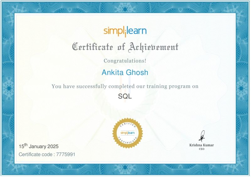 #sql #learning #dataanalytics #professionalgrowth | Ankita Ghosh #sql #learning #dataanalytics #professionalgrowth | Ankita Ghosh