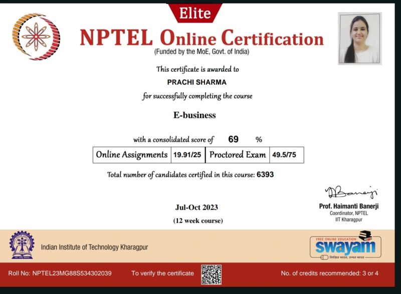 Prachi Sharma on LinkedIn: #nptel #iitkharagpur Prachi Sharma on LinkedIn: #nptel #iitkharagpur