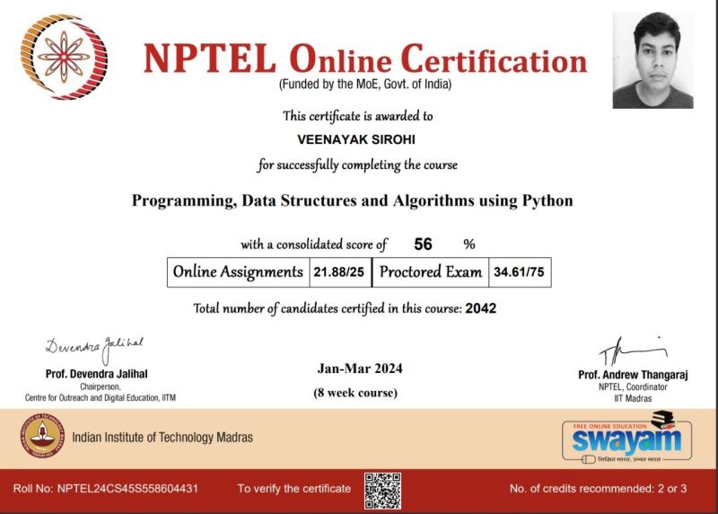 Veenayak Sirohi on LinkedIn: #certification #python #datastructures # ... Veenayak Sirohi on LinkedIn: #certification #python #datastructures # ...