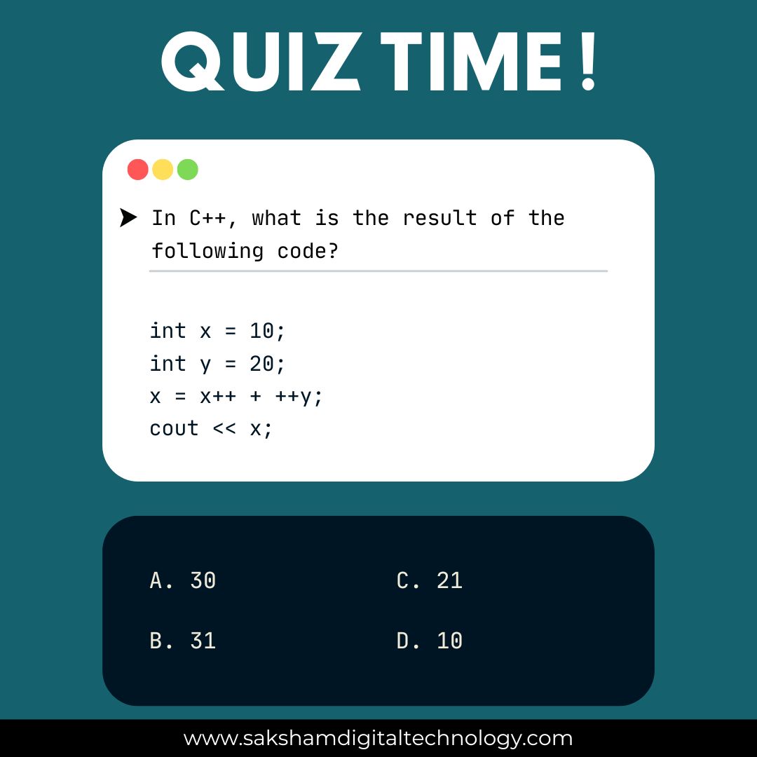 Saksham Digital Technology on LinkedIn: #cplusplus #codingchallenge # ... Saksham Digital Technology on LinkedIn: #cplusplus #codingchallenge # ...