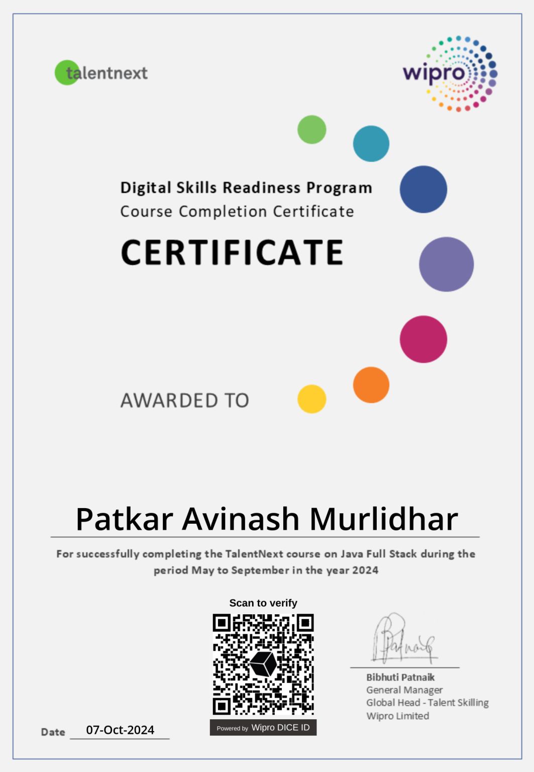 Avinash Patkar on LinkedIn: #javafullstack #wipro #learningandgrowth # ... Avinash Patkar on LinkedIn: #javafullstack #wipro #learningandgrowth # ...