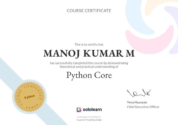MANOJ KUMAR M on LinkedIn: python core MANOJ KUMAR M on LinkedIn: python core