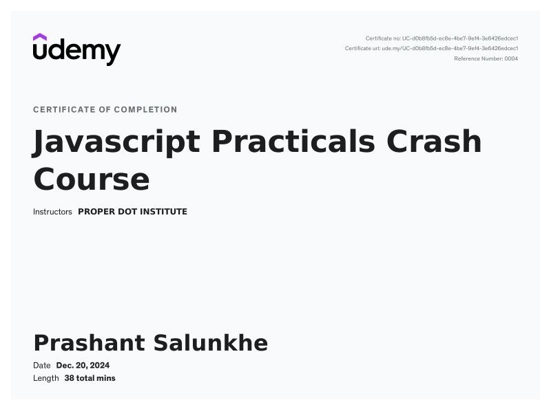 Prashant Salunkhe on LinkedIn: #javascript #udemy #coding #webdev Prashant Salunkhe on LinkedIn: #javascript #udemy #coding #webdev