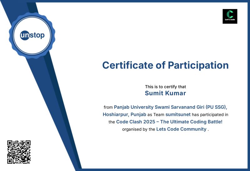 #codeclash2025 #unstop #coding #competitiveprogramming | Sumit Kumar #codeclash2025 #unstop #coding #competitiveprogramming | Sumit Kumar
