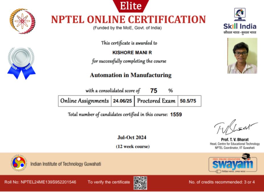 Kishore Mani. R on LinkedIn: #automation #nptel #manufacturing # ... Kishore Mani. R on LinkedIn: #automation #nptel #manufacturing # ...