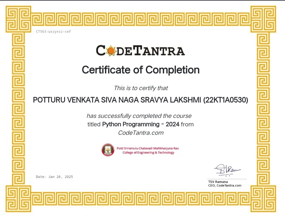Sravya Lakshmi on LinkedIn: #pythonprogramming #codetantra # ... Sravya Lakshmi on LinkedIn: #pythonprogramming #codetantra # ...