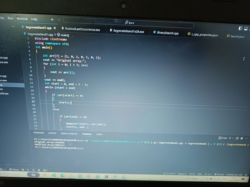 How to segregate 0s and 1s in an array | Ghazi umar posted on the topic ... How to segregate 0s and 1s in an array | Ghazi umar posted on the topic ...