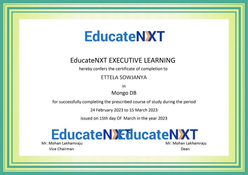 Sowjanya Ettela on LinkedIn: Hello connections one more certificate of ... Sowjanya Ettela on LinkedIn: Hello connections one more certificate of ...