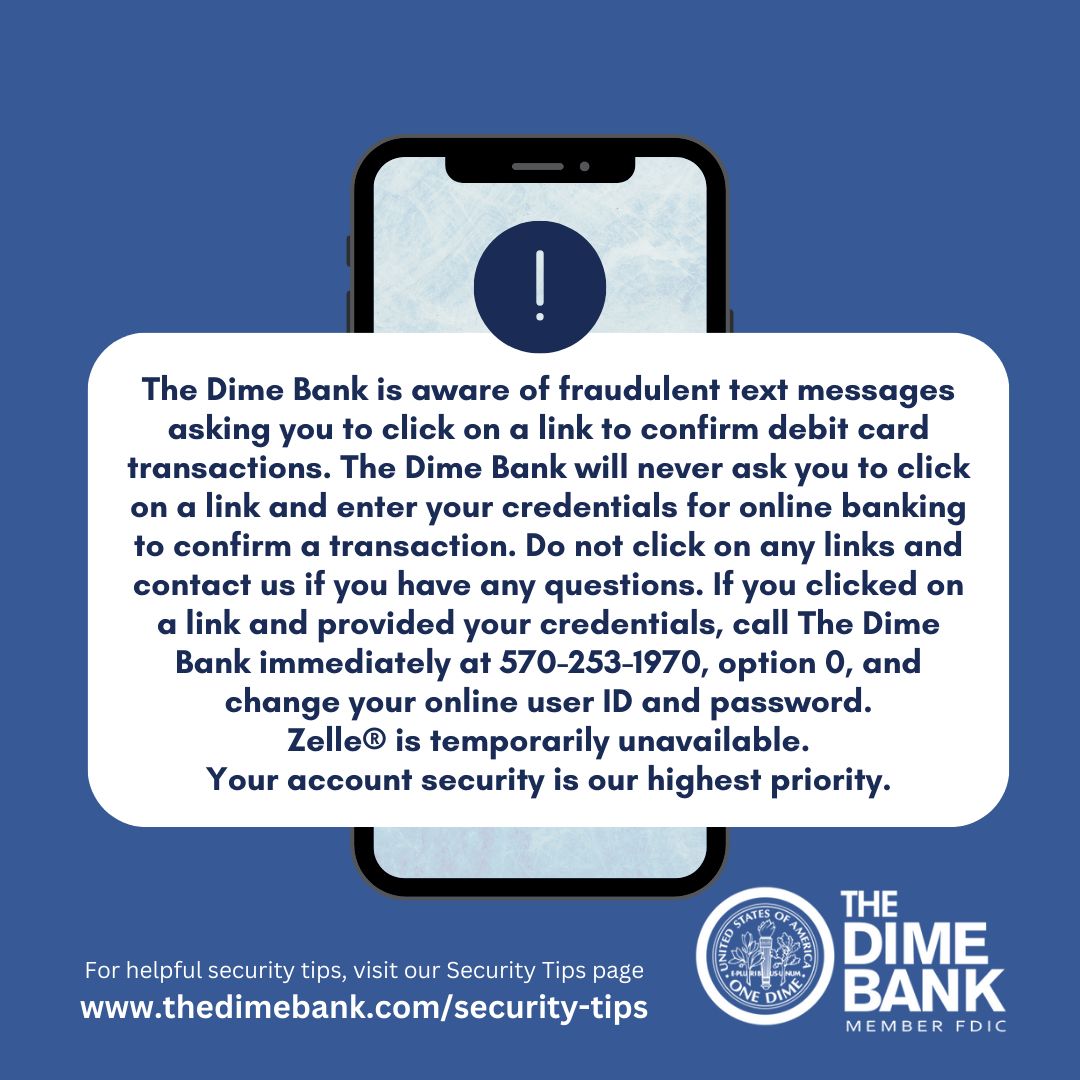 The Dime Bank on LinkedIn: The Dime Bank is aware of fraudulent text ... The Dime Bank on LinkedIn: The Dime Bank is aware of fraudulent text ...