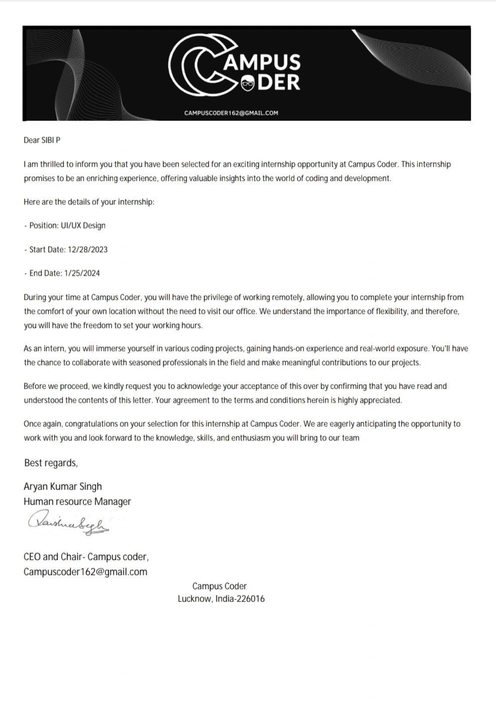 Sibi P on LinkedIn: #campuscoder #internship Sibi P on LinkedIn: #campuscoder #internship