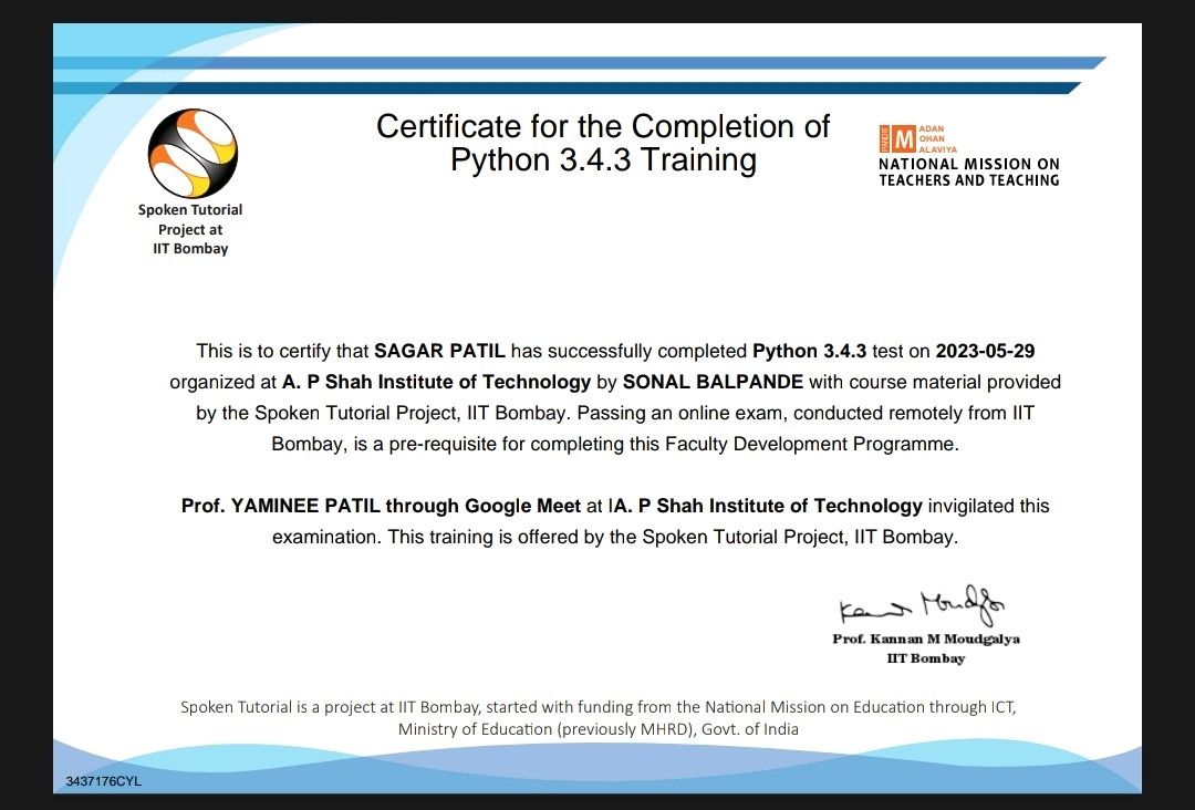sagar patil on LinkedIn: #python #certificate #professionaldevelopment sagar patil on LinkedIn: #python #certificate #professionaldevelopment