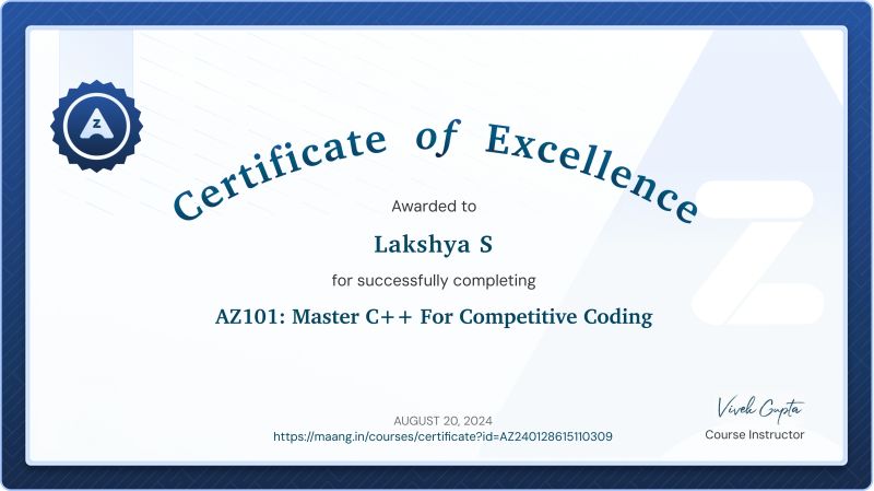 Lakshya S on LinkedIn: #competitivecoding #cplusplus #learning #programming Lakshya S on LinkedIn: #competitivecoding #cplusplus #learning #programming