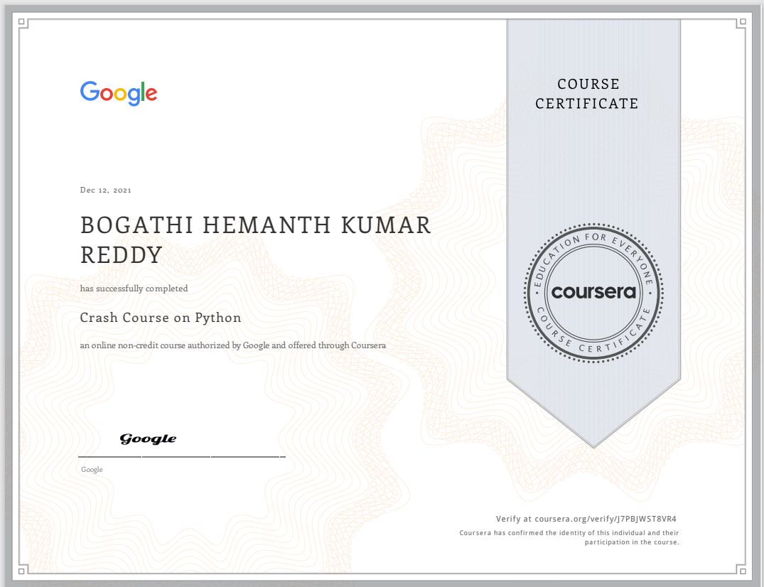 BOGATHI HEMANTH KUMAR REDDY on LinkedIn: I completed Crash Course on ... BOGATHI HEMANTH KUMAR REDDY on LinkedIn: I completed Crash Course on ...