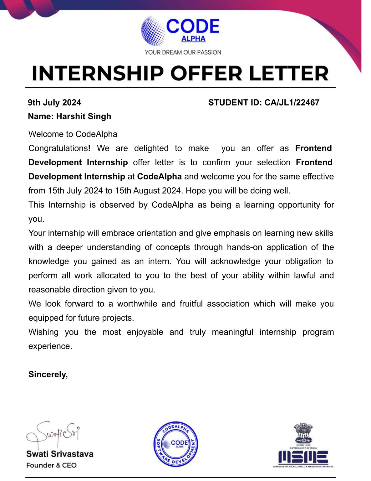 Harshit Singh on LinkedIn: #codealpha #intern #internship #code # ... Harshit Singh on LinkedIn: #codealpha #intern #internship #code # ...