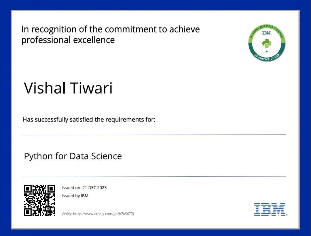 Completed Python certification with IBM | Vishal Tiwari posted on the ... Completed Python certification with IBM | Vishal Tiwari posted on the ...