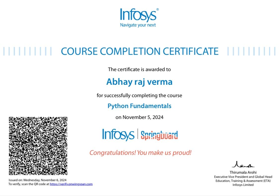Abhay raj Verma on LinkedIn: #learningneverstops #pythonprogramming # ... Abhay raj Verma on LinkedIn: #learningneverstops #pythonprogramming # ...