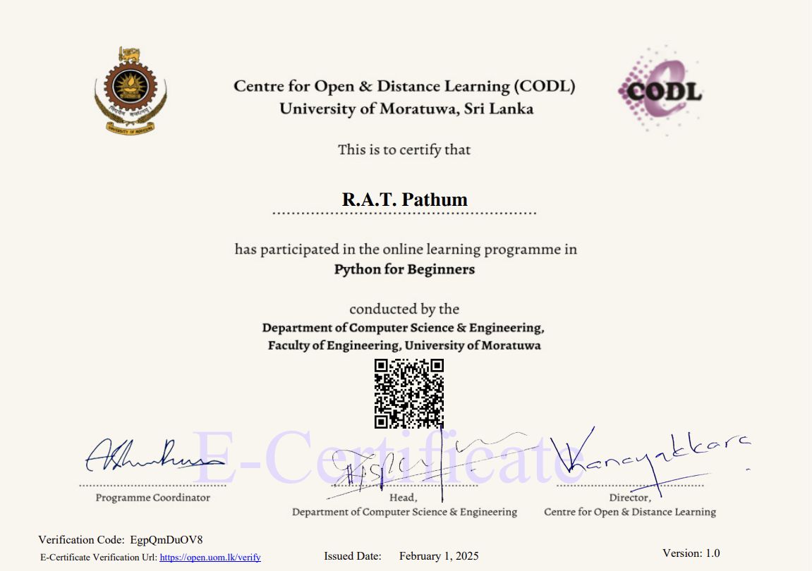 Thilina Pathum on LinkedIn: #python #programming #learning #achievement ... Thilina Pathum on LinkedIn: #python #programming #learning #achievement ...