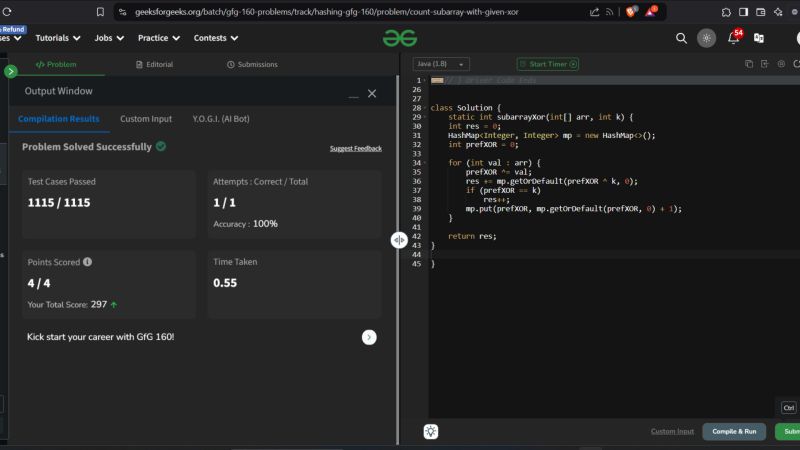 Saralesh V D on LinkedIn: #gfg160 #day50 #countsubarrayswithxor # ... Saralesh V D on LinkedIn: #gfg160 #day50 #countsubarrayswithxor # ...