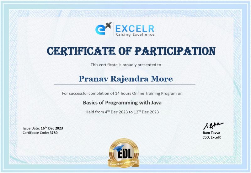 Pranav More on LinkedIn: #java #excelr #excelrsolution Pranav More on LinkedIn: #java #excelr #excelrsolution