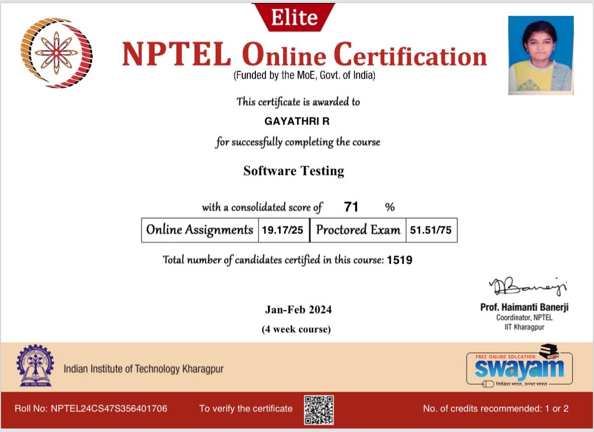 Gayathri Ramesh on LinkedIn: #swayam #nptel Gayathri Ramesh on LinkedIn: #swayam #nptel