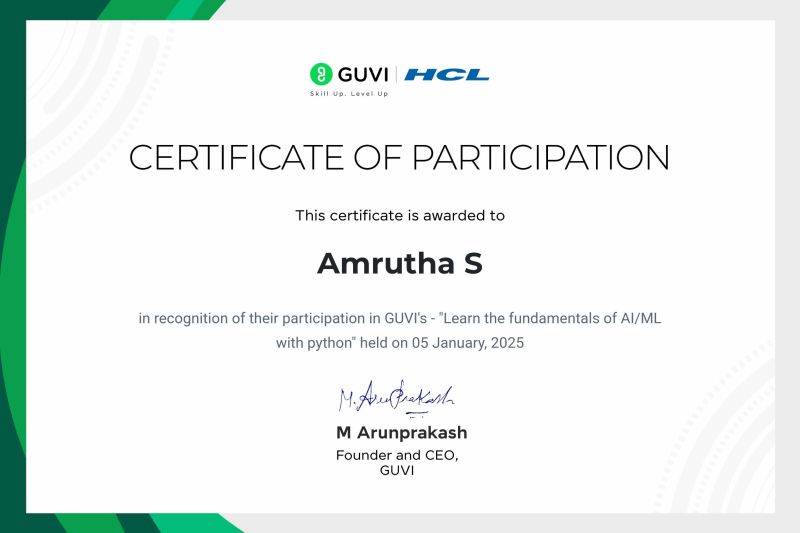 Amrutha S on LinkedIn: #ai #machinelearning #python #learningjourney # ... Amrutha S on LinkedIn: #ai #machinelearning #python #learningjourney # ...