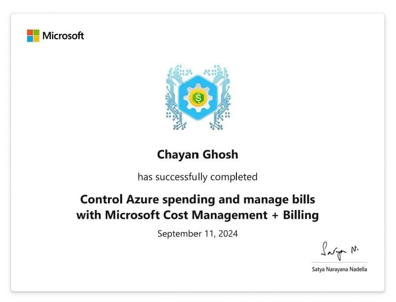 Finished Microsoft Learn course on Azure costs and billing | Chayan ... Finished Microsoft Learn course on Azure costs and billing | Chayan ...