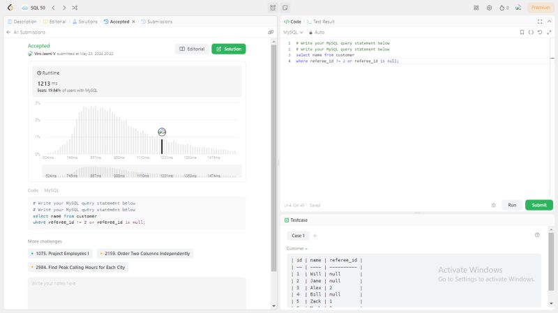 Resolved customer reference query on LeetCode | Vini Jasmi V posted on ... Resolved customer reference query on LeetCode | Vini Jasmi V posted on ...