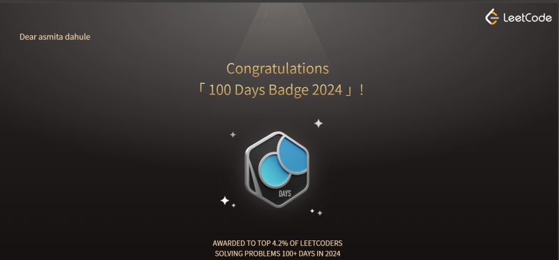 Asmita Dahule on LinkedIn: 🎉 100 Days of LeetCode - Milestone Unlocked ... Asmita Dahule on LinkedIn: 🎉 100 Days of LeetCode - Milestone Unlocked ...