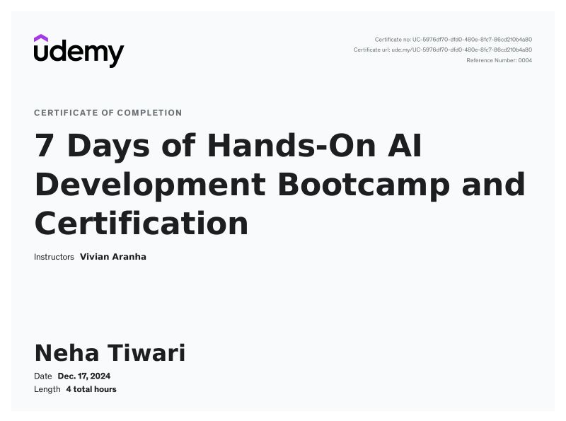Neha Tiwari on LinkedIn: #development #bootcamp #python #udemy #skills Neha Tiwari on LinkedIn: #development #bootcamp #python #udemy #skills