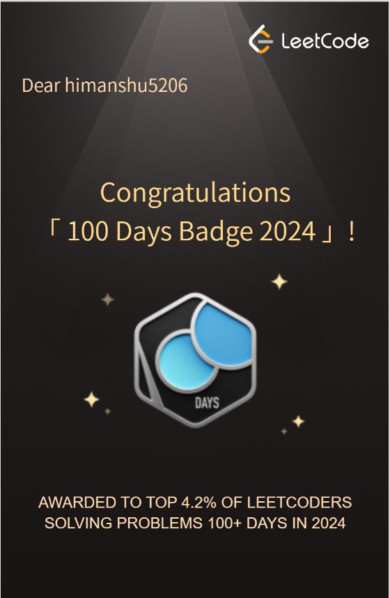 Himanshu Kumar on LinkedIn: #leetcode #100daysofcode #achievement # ... Himanshu Kumar on LinkedIn: #leetcode #100daysofcode #achievement # ...