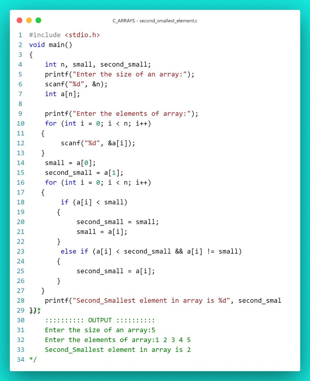 How to find the second smallest element in an array (C Language ... How to find the second smallest element in an array (C Language ...