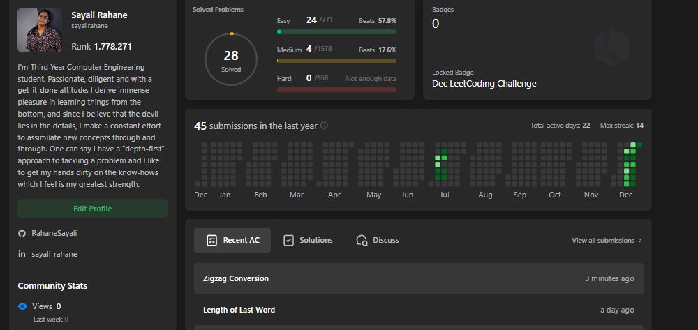 Day 14 of #leetcodechallenge: Solving problems on GitHub | Sayali ... Day 14 of #leetcodechallenge: Solving problems on GitHub | Sayali ...