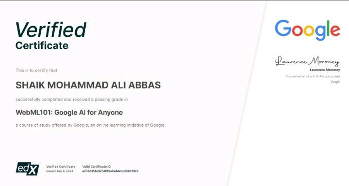 Shaik Mohammad Ali Abbas on LinkedIn: Hello all, Iam exited to say that ... Shaik Mohammad Ali Abbas on LinkedIn: Hello all, Iam exited to say that ...