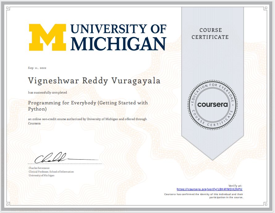 Completed Python course by Mechagun | Vignesh v posted on the topic ... Completed Python course by Mechagun | Vignesh v posted on the topic ...