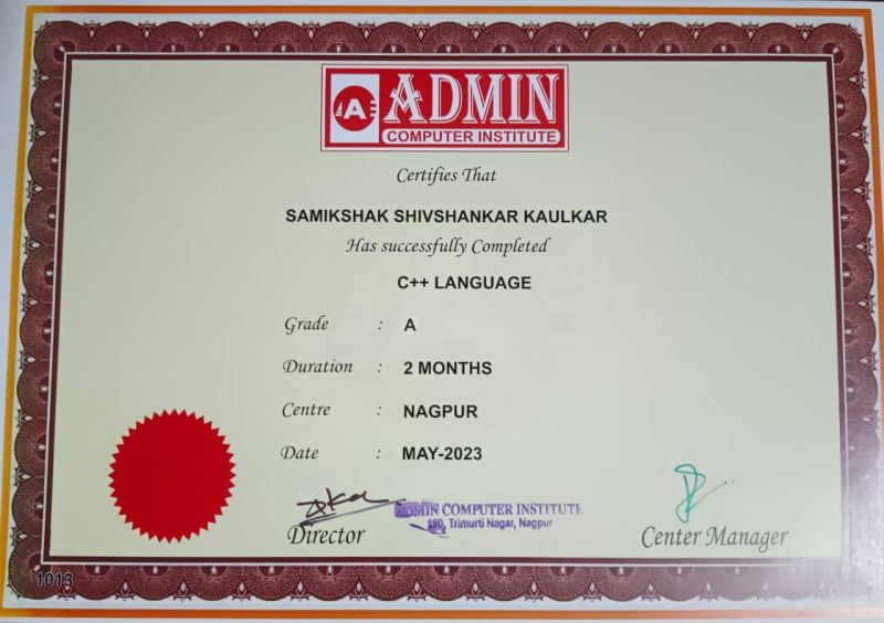 Samikshak Kaulkar on LinkedIn: #cplusplus #programming #certification # ... Samikshak Kaulkar on LinkedIn: #cplusplus #programming #certification # ...