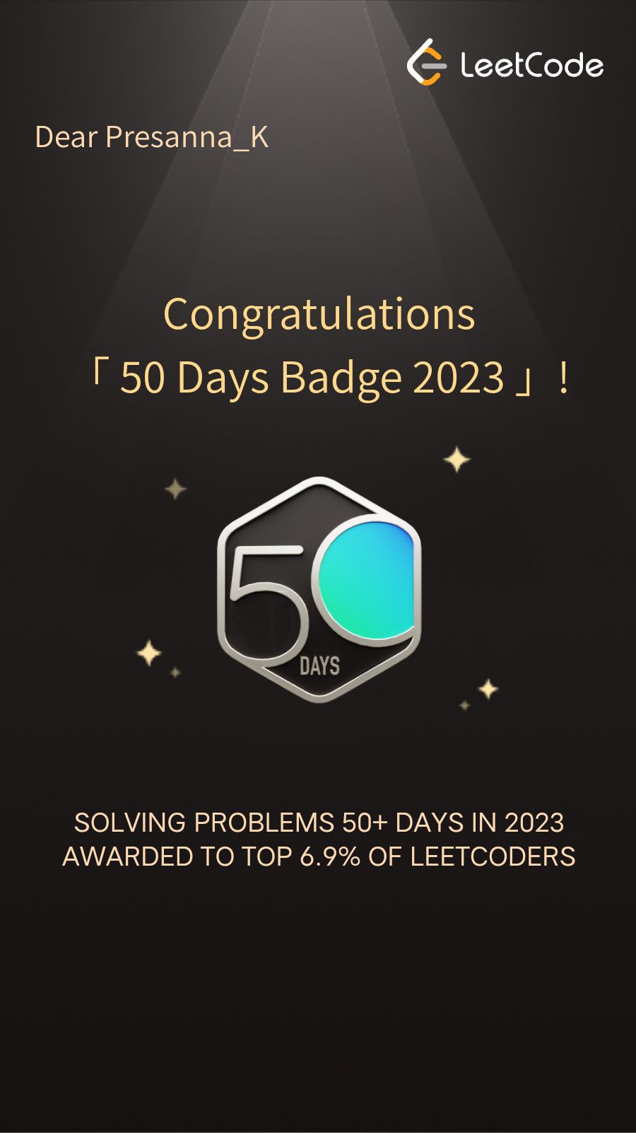Presanna Wenkatesan K on LinkedIn: #leetcodejourney #codingmilestone Presanna Wenkatesan K on LinkedIn: #leetcodejourney #codingmilestone
