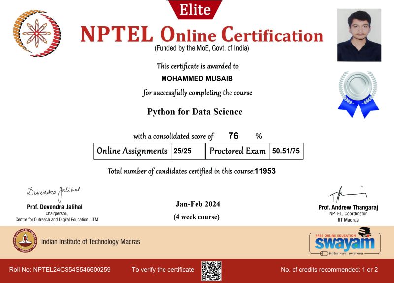 Mohammed Musaib on LinkedIn: #python #datascience #nptel #iitmadras # ... Mohammed Musaib on LinkedIn: #python #datascience #nptel #iitmadras # ...