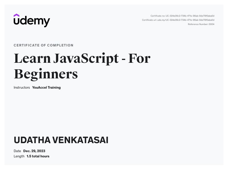 Udatha Venkatasai on LinkedIn: #javascriptninja #codingfun Udatha Venkatasai on LinkedIn: #javascriptninja #codingfun