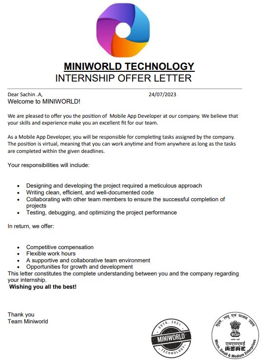 SACHIN A . on LinkedIn: #miniworld #mobileappdeveloper #internship # ... SACHIN A . on LinkedIn: #miniworld #mobileappdeveloper #internship # ...