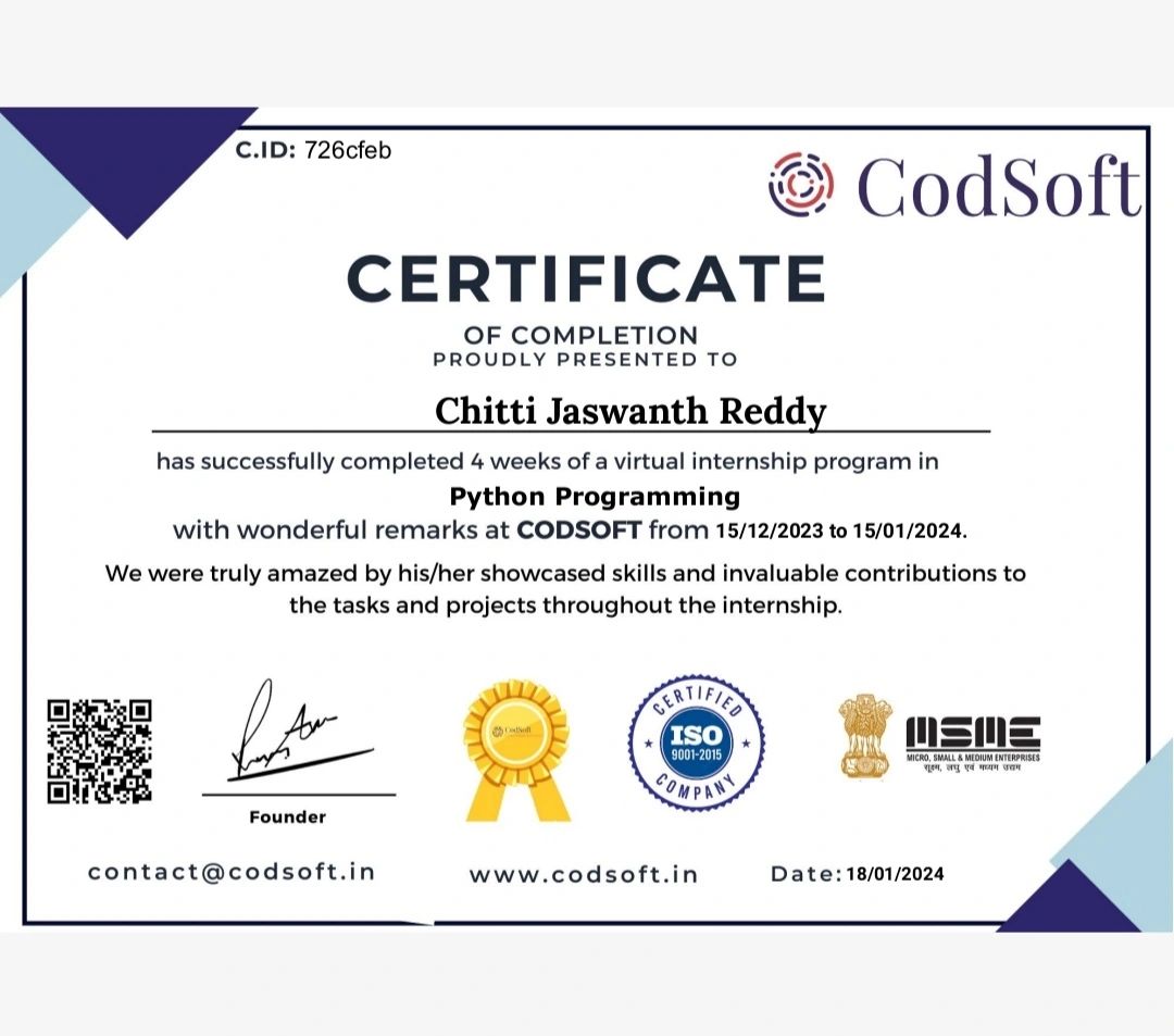 Jashwanth Reddy on LinkedIn: #connections #pythonprogramming #intership ... Jashwanth Reddy on LinkedIn: #connections #pythonprogramming #intership ...