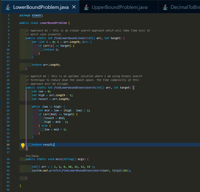Aftab Nadaf on LinkedIn: 🧮 Binary Search Problem: Lower Bound Welcome ... Aftab Nadaf on LinkedIn: 🧮 Binary Search Problem: Lower Bound Welcome ...