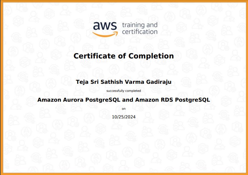 Teja sri sathish varma Gadiraju on LinkedIn: #aws #postgresql # ... Teja sri sathish varma Gadiraju on LinkedIn: #aws #postgresql # ...