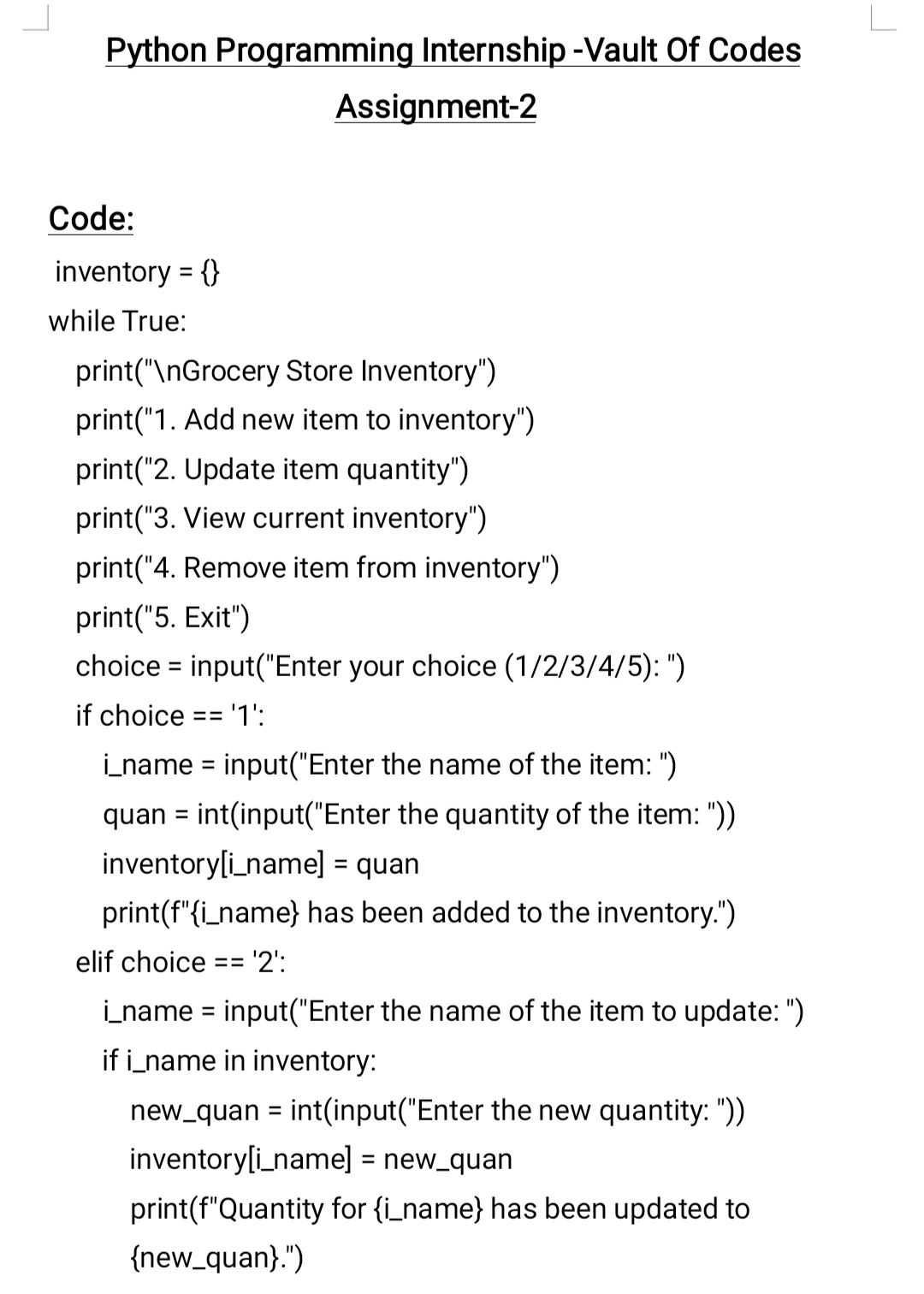 Porapu Sandhya on LinkedIn: #vaultofcodes #pythonprogramming #internship Porapu Sandhya on LinkedIn: #vaultofcodes #pythonprogramming #internship