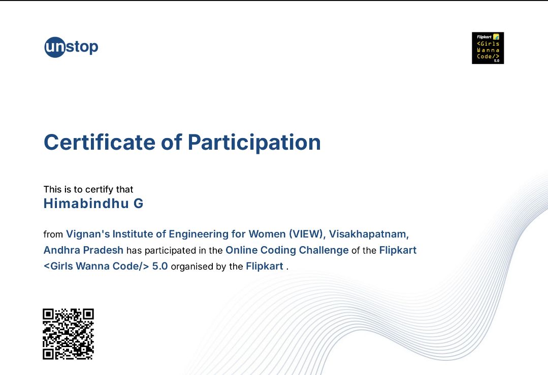Himabindhu Godala on LinkedIn: #unstop #codingchallenge #flipkart Himabindhu Godala on LinkedIn: #unstop #codingchallenge #flipkart