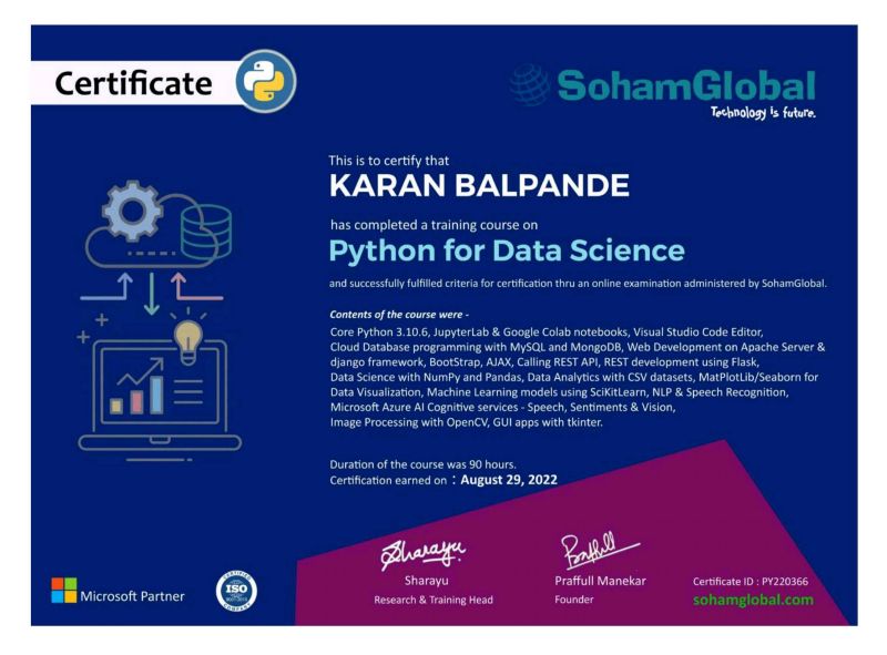 Karan Balpande on LinkedIn: #sohamglobal #datascience #python # ... Karan Balpande on LinkedIn: #sohamglobal #datascience #python # ...