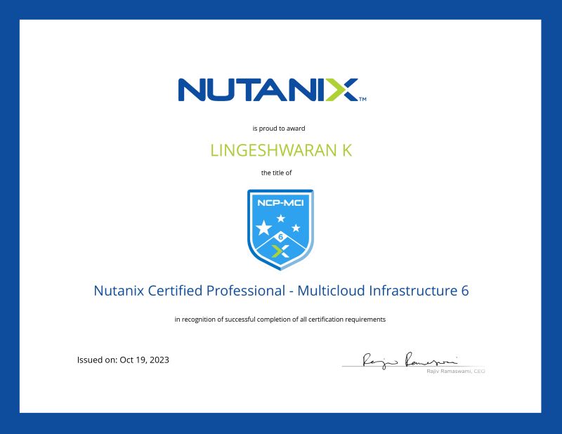 Lingeshwaran K on LinkedIn: #nutanix #ncp #certification Lingeshwaran K on LinkedIn: #nutanix #ncp #certification