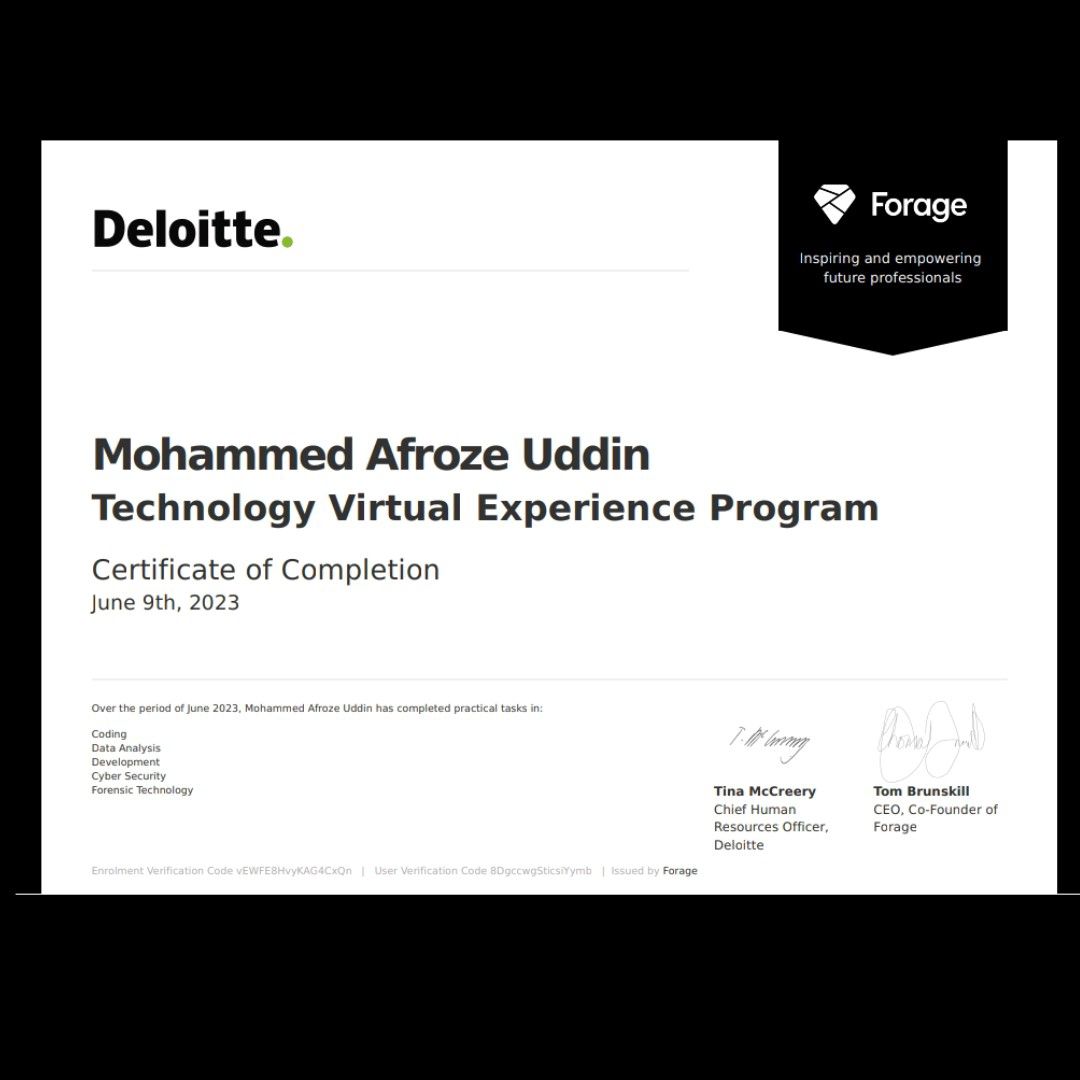 Mohammed Afroze Uddin on LinkedIn: #virtualinternship #deloitte # ... Mohammed Afroze Uddin on LinkedIn: #virtualinternship #deloitte # ...