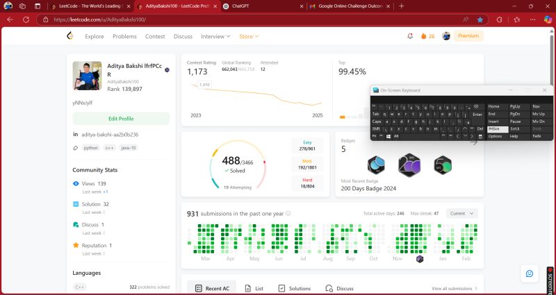 Day 26 - LeetCode Progress 🚀 | Aditya Bakshi Day 26 - LeetCode Progress 🚀 | Aditya Bakshi