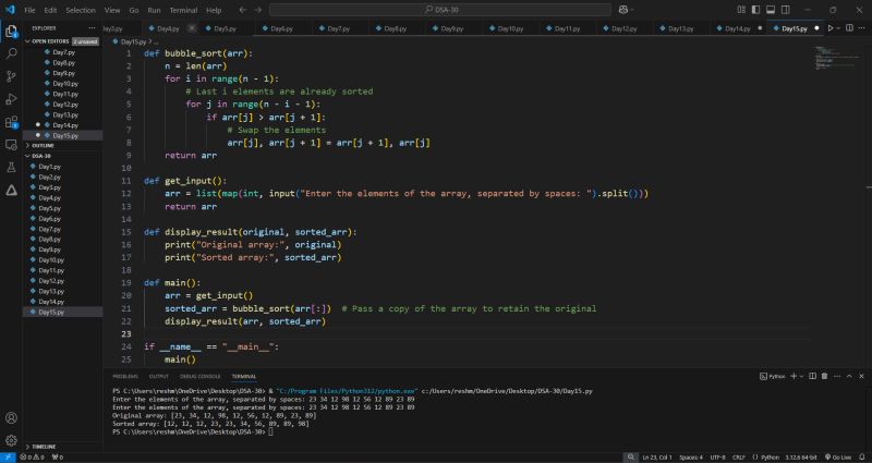 Reshma Shaik on LinkedIn: #python #dsa #sortingalgorithms #bubblesort ... Reshma Shaik on LinkedIn: #python #dsa #sortingalgorithms #bubblesort ...