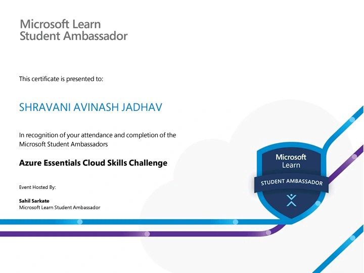 Completed Azure Essentials Cloud Skills challenge | Shravani Avinash ... Completed Azure Essentials Cloud Skills challenge | Shravani Avinash ...
